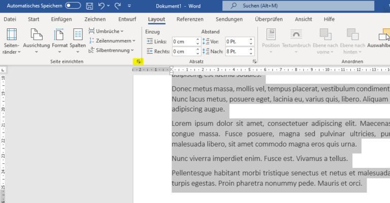 Microsoft Word: Word-Dokument nur eine Seite im Querformat einstellen